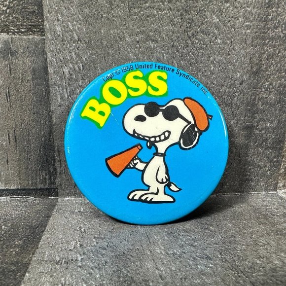 Other | Vintage 1958 Pin Button Snoopy Peanuts Boss Megaphone And ...